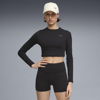 Puma Crop top manches longues PUMA SHAPE Femme, V&ecirc;tements, Noir, XXL