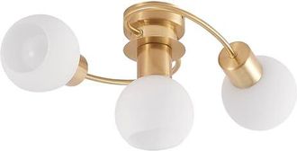 Lindby Plafonnier Ciala à intensité variable (Moderne) en Doré Verre e. a. pour Salon & Salle manger (à 3 lampes, E14) Luminaire Lampe Plafond Eclerage Eclai