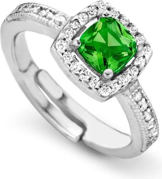 Orphelia Damen-Ring 925 Silber rhodiniert Zirkonia grün Quadratschliff Gr. 54 (17.2)-ZR-7199/GR/54