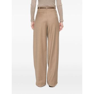 Max Mara Wide-Leg Virgin Wool Trousers - Beige
