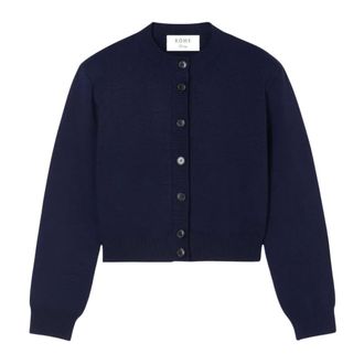 R&oacute;he Cardigan &agrave; &eacute;paules structur&eacute;es - Femme - Pulls - Bleu - Taille: 40 FR