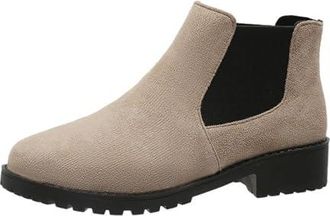 Generic Bottines Chelsea d&eacute;contract&eacute;es en faux daim pour femme - Couleur unie - Talon bas et &eacute;pais - Classique et confortable - Pour le travail et le shopping