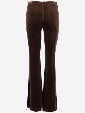 F.it Womens Flared-Leg Trousers Stretch Velvet Dark Brown Polyester