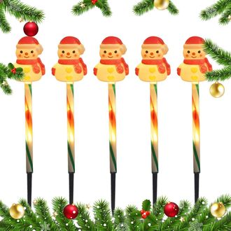 Generic Weihnachts Solarlampen Set 5 - Warmweiße LED Gartenlichter Für Draußen | Wasserfestes Solarbetriebenes Deko-Element Für Wege, Rasen & Festliche Szener