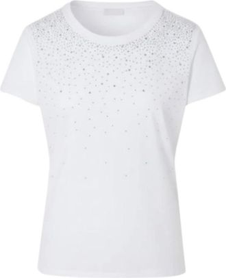 Liu Jo Femme, Tops, Blanc, Taille: 38 FR T-shirt &agrave; Manches Courtes et Col Rond avec Ornements