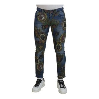 Dolce & Gabbana Medal Print Slim Fit Jeans - - Jeans - Herren - Blau - S