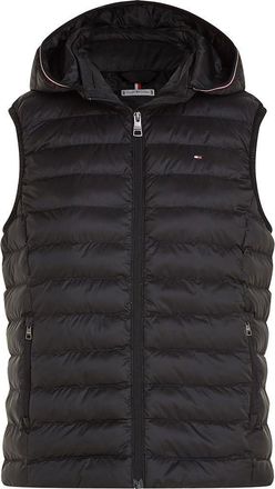 Tommy Hilfiger Damen Weste Padded Global Stripe Vest mit Kapuze, Schwarz (Black), XXL