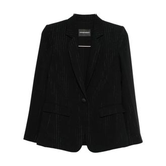 Emporio Armani Femme, Vestes, Noir, Taille: 36 FR Wool Blend Blazer