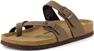 Cushionaire Sandale à Semelle intérieure en liège Luna pour Femme avec + Confort, Marron 40 EU W