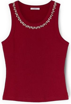 Motivi Femme, Tops, Rouge, Taille: 38 FR Top avec strass sur lencolure