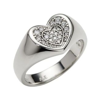 Pandora Femme, Accessoires, Gris, Taille: 56 MM Bague Sceau Coeur Radieux Pav&eacute;