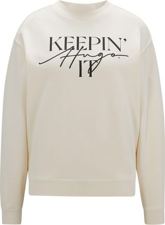 HUGO BOSS Damen Demorola 4 Relaxed-Fit Sweatshirt aus French Terry mit Logo-Slogan Wei&szlig; M