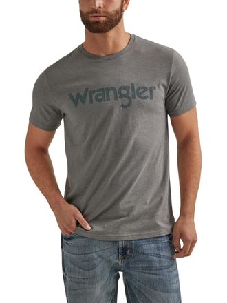 Wrangler Herren-T-Shirt, Western-T-Shirt, Rundhalsausschnitt, kurz&auml;rmelig, Graphit meliert, Mittel