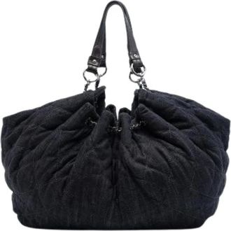 Chanel Pre-owned Chanel Vintage Stretch Spirit Cabas Tote Bag - Femme - Pre-owned - Bleu - Taille: ONE Size