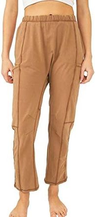 Generic Legging de sport 2026 pour femme, style automne et hiver, &agrave; lacets, poche &agrave; outils, long, couleur unie, &eacute;lastique d&eacute;contract&eacute;, marron, M