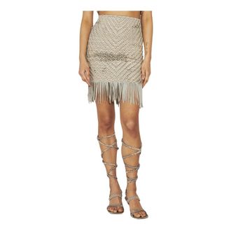 Isa Boulder Femme, Jupes, Gris, Taille: 40 FR Jupe Mini Chevron-Weave &agrave; Franges