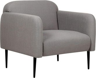 Beliani Sessel Grau Stoffbezug aus Leinen mit Hohen Armlehnen Schwarzem Metallgestell Retro-Design Polstersessel Wohnzimmer Ausstattung Möbel
