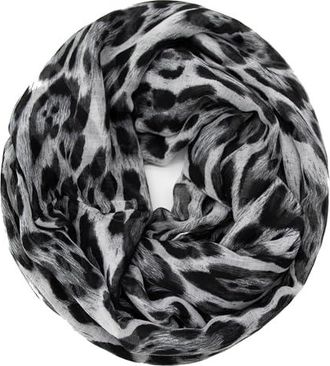 Glamexx24 &Eacute;charpe longue pour femme - Motif l&eacute;opard - &Eacute;charpe tube - Pour fille - Imprim&eacute; animal, gris