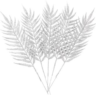 STOBOK K&uuml;nstliche Weihnachten Picks Glitzer Bl&auml;tter St&auml;ngel Silber 40cm Vasen Dekozweige Blumenstrau&szlig; Kranz DIY Kunstpflanze Zweige 5 STK Weihnachten Hochzei