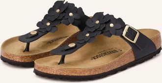 Birkenstock Zehentrenner Gizeh Flower Mit Nieten schwarz