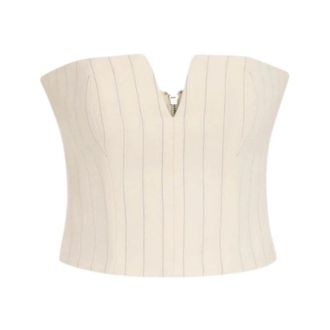 Zimmermann Gestreiftes Woll-Bustier-Top - - Tops - Damen - Wei&szlig; - S