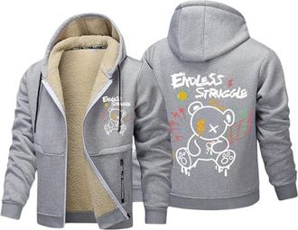 Generico RUMAOZIA Veste polaire pour homme - Fermeture éclair intégrale - Veste à capuche doublée avec imprimé ours - Décontractée - Solide - Manches longues -