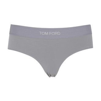 Tom Ford Femme, Sous-v&ecirc;tements, Gris, Taille: 42 FR String Logo &agrave; Taille &Eacute;lastique