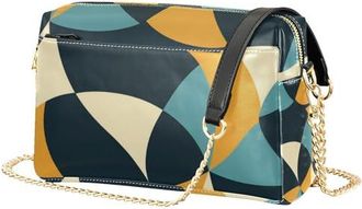 Mnsruu Sacs à bandoulière pour femme, sacs à main en cuir avec blocs géométriques bleus et jaunes