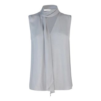 Patrizia Pepe &Auml;rmellose Viskose-Crepe-Top Grau - - Tops - Damen - Grau - M