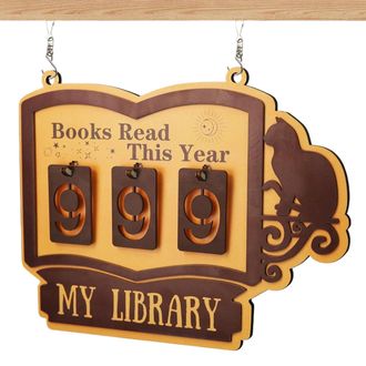 Generic Buch-Tracker-Schild - Wandtafel Aus Holz, Aufh&auml;ngbare Leseprotokoll-Anzeige, B&uuml;cher-Lesefortschritts-Organizer, Studien-Bibliotheksdekoration | Eckreg