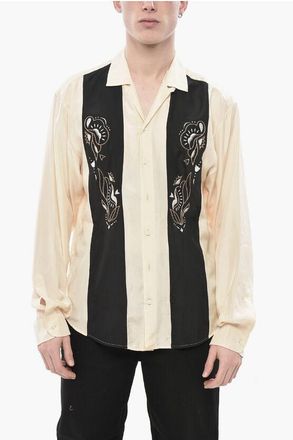 Dsquared2 Two-Tone Silk Shirt with Embroidery size 52
