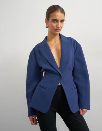 Topshop blazer cintr&eacute; &agrave; la taille marine-bleu marine