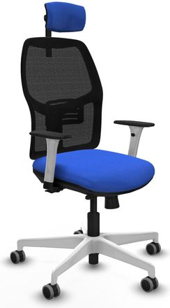 Piqueras y Crespo Alfera atmungsaktiver Schreibtischstuhl mit wei&szlig;en und schwarzen Armlehnen, h&ouml;henverstellbare Lendenwirbelst&uuml;tze und h&ouml;henverstellbares Kopfteil, Schw