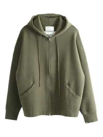 Extreme Cashmere hoodie en maille &agrave; fermeture zipp&eacute;e - Vert