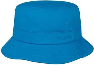 Stetson Chapeau Anti UV Cotton Twill Bucket Femme/Homme - de Peche en Coton Ete Printemps-ete - L (58-59 cm) Bleu Fonce