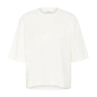 Soaked In Luxury Boxy Tee Logo Top Broken White - - Tops - Damen - Wei&szlig; - M
