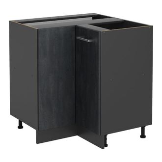 Vicco Eckunterschrank R-Line, Schwarz Beton, 75.6 cm ohne Arbeitsplatte, Vicco