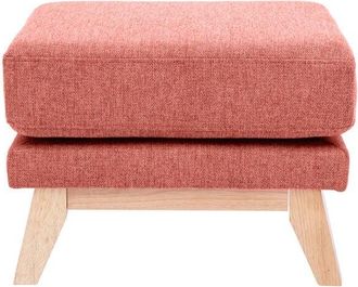 Miliboo Pouf repose-pieds déhoussable scandinave en tissu effet velours texturé terracotta et bois clair oslo