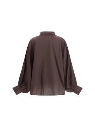 SoSUE Womens Antonia Voile Shirt Brown Cotton