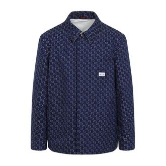 Gucci Blaues GG Logo Baumwollhemd - - Shirts - Herren - Blau - L