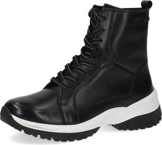 Caprice Damen Stiefeletten zum Schnüren Airmotion aus Leder mit Reißverschluss Weite G, Schwarz (Black Nappa), 39 EU