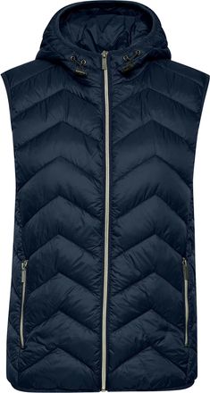 Fransa FRBAPADDING Damen Weste Steppweste Outdoor Weste Kapuze mit Gummizug normale Länge Reißverschluss-Taschen enger Schnitt, Größe:L, Farbe:Dark Peacoat (