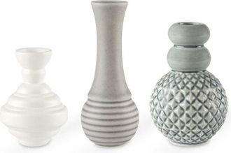 Dottir Vasen Set - Samsurium Minibell - Blau-Grau - 3-teilig - 7,5-10,4 cm