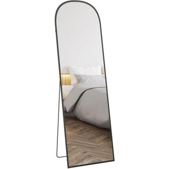 HOMCOM Homcom - Ganzk&ouml;rperspiegel 160,5 x 49 cm Gew&ouml;lbter Standspiegel mit Bruchsichere Glas und Alurahmen, Wandspiegel zum Anlehnen, Stehen, Spiegel f&uuml;r