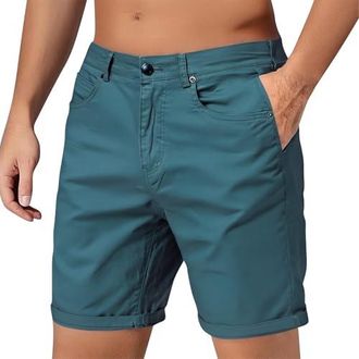 Generic Short chino tendance décontracté pour homme - Couleur unie - Plusieurs poches - Fermeture éclair - Avec boucle - En coton - Pour le bureau et les affa