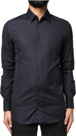 Dolce & Gabbana Goldfarbenes Baumwoll-Hemd - - Shirts - Herren - Blau - S