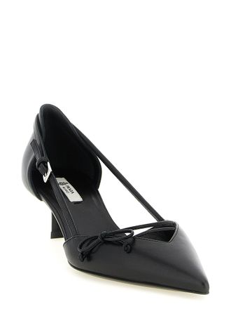 Prada Goatskin Mid Heel Heels - Black