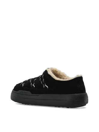 Moon Boot Womens Park Suede Slipper Sneakers Black Shoes >