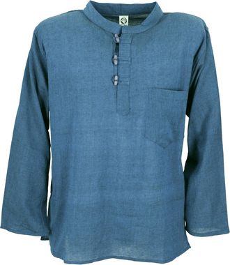 Guru Shop Nepal Fischerhemd, Goa Hippie Hemd, Yogahemd, Freizeithemd - T&uuml;rkisblau, Herren, Baumwolle, Size:XL