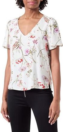 Vero Moda Vmeasy Joy Col V SS Blouse WVN GA Top, Bouleau/OP:Vicka, XS Femme
